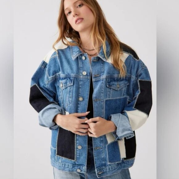 BDG | Jackets & Coats | Bdg Patchwork Denim Trucker Jacket Oversized ...